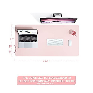 Writing Desk Pad Protector, YSAGi Anti-Slip Thin Mousepad for Computers,Office Desk Accessories Laptop Waterproof Desk Protector for Office Decor and Home (Pink, 35.4" x 17")