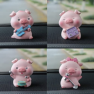 ikasus Cute Piggy Toy Car Ornaments,Lovely Pig Car Dashboard Decorations Bobble Shaking Head Car Doll Desktop Toy Dolls,Car Interior Accessories,Perfect for Home, Desktop, Office Decoration