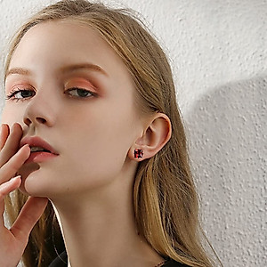 5 Pairs Colorful Screw Back of Earrings CZ Titanium Studs for Women Men,20G 6mm Surgical Steel Hypoallergenic Screw on Double Sided Barbell Stud Earring for Sensitive Ears (Red CZ)