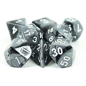 Paladin Roleplaying Gray and Black Dice - Expanded DND Set with Extra D20 - 'Claws of Darkness'