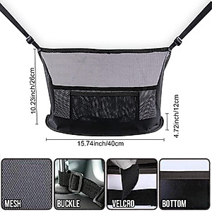 Meegoo Purse Holder for Car - Net Pocket Handbag Holder - Car Storage Organizer Between Front Seats - Car Accessories, Automotive Consoles & Organizers - Gifts for Women and Men (Black)