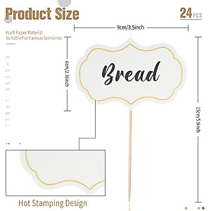 Cheese Markers, Charcuterie Boards Accessories, 24 Pieces Food Labels for Party Buffet, Blank Toothpick Flags, Cake Toppers, Chalkboard Cupcake Toppers Picks for Wedding Birthday Party Decor, White