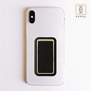 HANDL New York HANDLstick Black and Gold Professional Leather Collection Grip and Stand for Smartphone
