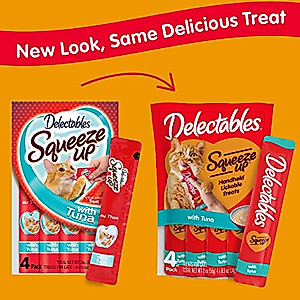 Hartz Delectables Squeeze Up Interactive Lickable Wet Cat Treats for Adult & Senior Cats, Tuna, 4 Count (Pack of 8)