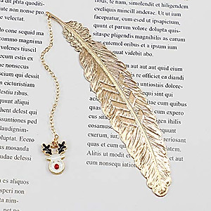 Leaf Metal Bookmarks,Retro Unique Personalized Bookmark,Vintage Metal Feather Bookmark with Key Shell Snowflake Pendant，Christmas Thanksgiving Idea Gift for Women Men Kids Book Lovers Key