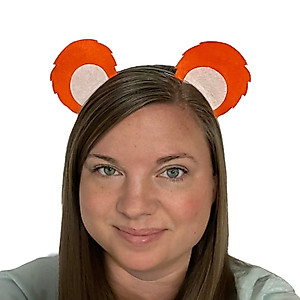 1 Bear Ears Headband and Tail Set colorful rainbow multiple colors to choose from Hot Pink Royal Blue Turquoise Green Yellow Orange Red Light Purple (Orange)