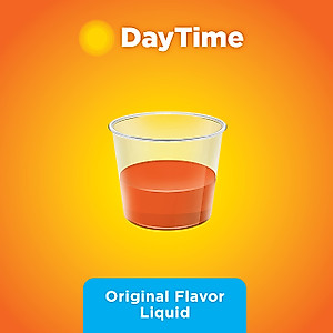 Amazon Basic Care Daytime Cold and Flu Relief, Non-Drowsy, Liquid Medicine, Original Flavor, 12 fl oz (Pack of 1)