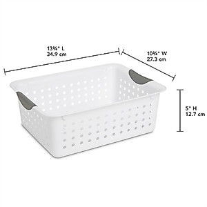 Sterilite 16248006 Medium Ultra Basket, White Basket w/ Titanium Inserts, 6-Pack