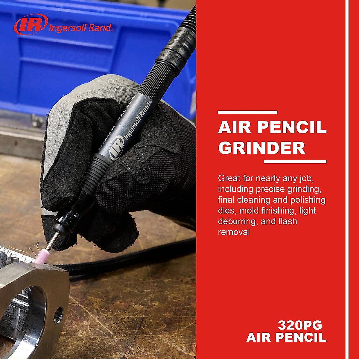 Ingersoll Rand 320PG - Air Pencil Grinder, 1/8" Collet, Burr, 60,000 RPM, Inline, Rear Exhaust