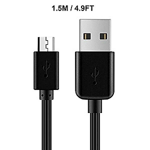 Dericam 5V 1A Micro USB Wall Charger, Android Charger Cable, 5 Volt 1000mA AC to DC Power Adapter for Charging of Android Smartphone/Kindle Fire, Security Camera, 5ft/1.5M Power Cord, US Plug(Black)