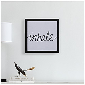 Amazon Brand – Stone & Beam Modern Black and White Inhale Word Art in Black Frame, 14" x 14"