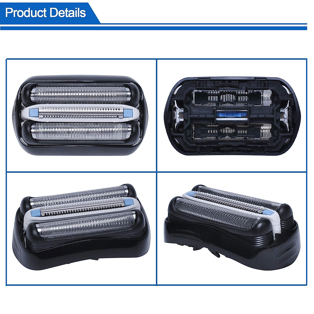 32B Foil & Cutter Shaver Replacement Part for Braun Series 3, Compatible with Braun 310S 320S 330S 340S 360S 380S 350CC 370cc-4 390cc-4 Shaver Foil Cartridge Cassette Head