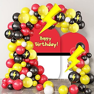 Red Black Yellow Birthday Party Decorations - 123 Pcs Cartoon Game Balloon Garland Arch Kit, Cartoon Theme Latex Balloon Arch For Cartoon Ball Baby Shower Birthday Party Supplies (red)