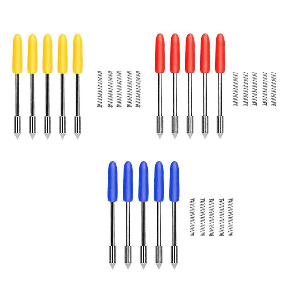 Eovuasclk 30 Pcs 30/45/60 Degree Blade Vinyl Cutter Plotter Cutting Blades for CB09 CB09U Graphtec with Blade Holder Base, Yellow&red&blue