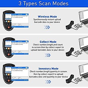 Wireless Barcode Scanner JRHC Portable Barcode Reader 1D PDF Inventory Scanner Data Collector Handheld Barcode Scanner with 2.2 inch LCD Screen & Charging Base…