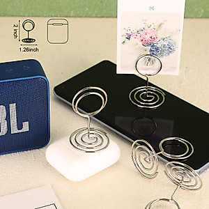 60 Pcs Table Number Holder Mini Place Card Holder 2 Inch Table Number Stands Office Memo Holders Table Name Card Holder Clips Wire Photo Holder Table Sign Stands for Wedding Menu Picture (Silver)