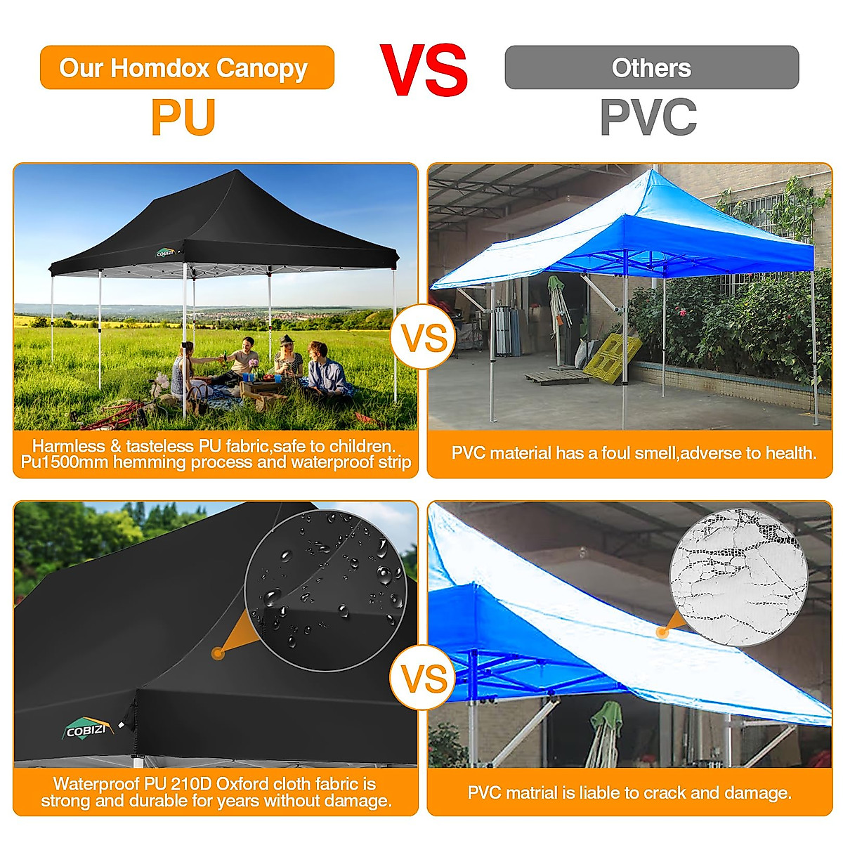 COBIZI 10x20 Pop up Canopy with 6 Removable Sidewalls, Outdoor Canopy Tents for Parties Wedding, Instant Sun Protection Shelter with Upgrade Raised Roof and Carry Bag, with Extra 4 Sandbags