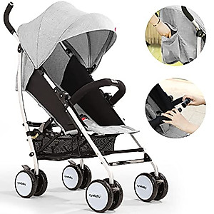 Umbrella Baby Stroller Lightweight Compact Stroller All Terrain Convenience Carriage Stroller Travel Tall Pram for Toddler Big Kids Single Stroller (Bright Grey)