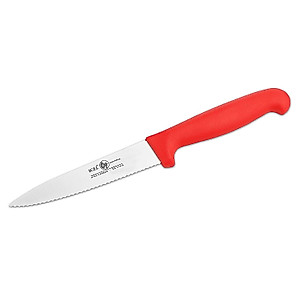 Icel 244306112 Utility Knife with 4-1/2 Inch Serrated-Edge Stainless Steel Blade and Red Plastic Handle