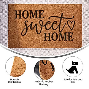 Flash Furniture Harbold Indoor/Outdoor Coir Doormat - Natural Background with Black Home Sweet Home Message - 18" x 30" - Non-Slip Backing