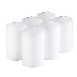 SPAAS Set of 6 White Pillar Candles - 2.3x4 Inch Unscented Pillar Candles | Decorative White Pillar Candles for Home Décor, Power Outage Emergency, Memorial, Vigil Ceremony, Weddings, and Parties