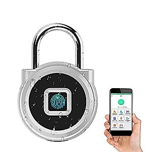 eLinkSmart Gym Locker Padlock with Fingerprint Remote Authorized Unlock Record - Waterproof Security Keyless Smart Lock for School Gym Locker Backpack Gun Case Field Box Silver