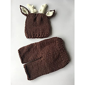 Pinbo® Newborn Baby Photography Prop Crochet Knitted Deer Hat Pants