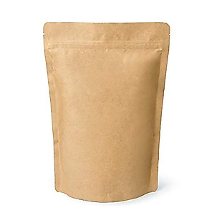 250g 8oz 1/2lb Kraft Paper Stand up Zipper Pouches Coffee Bags Coffee Pouches with Valve (Pack of 50)
