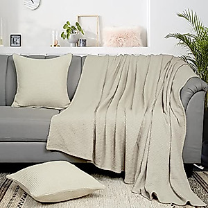 Tex Trend Luxury 100% Cotton Blanket - Soft Blankets King Size for Bed, Sofa & Couch - Breathable Blanket for Summer - All Season Cotton Thermal Blanket (Khaki, King)
