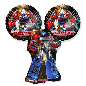 Epic Party Plan Optimus Prime Transformers Balloon Set of 3 - 30'' Tall Centerpiece for Boys' Birthday, Graduation, Summer Party Decorations