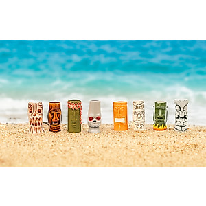 LEMONSODA Hard-Carved and Hand-Painted Tiki Mugs Assorted Cocktail Set of 8 - Ceramic Hawaiian Luau Party Mugs Drinkware, Cute Exotic Cocktail Glasses, Tiki Bar Hawaiian Party Barware - 18-23.5oz