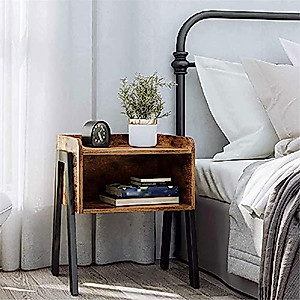 LIRUXUN C Frame Coffee Table Metal Frame Set Wood Vintage Side Table Mobile Living Room Bedroom Furniture