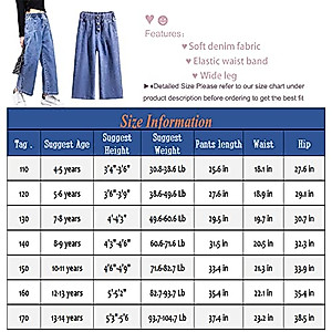 Milokado OnlyAngel Kids Girls Washed Elastic Waist Jeans Age 4-13 Years (Blue, 8-9 Years)