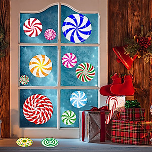 Funnlot 57PCS Peppermint Floor Decals Christmas Wall Stickers Christmas Decals for Wall Christmas Stickers for Wall Candy Wall Stickers Christmas for Candyland Decoration