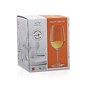 Bormioli Rocco Spazio Medium Wine Glass, 14 1/4 Ounce, Set of 4 Glassware Set, Clear