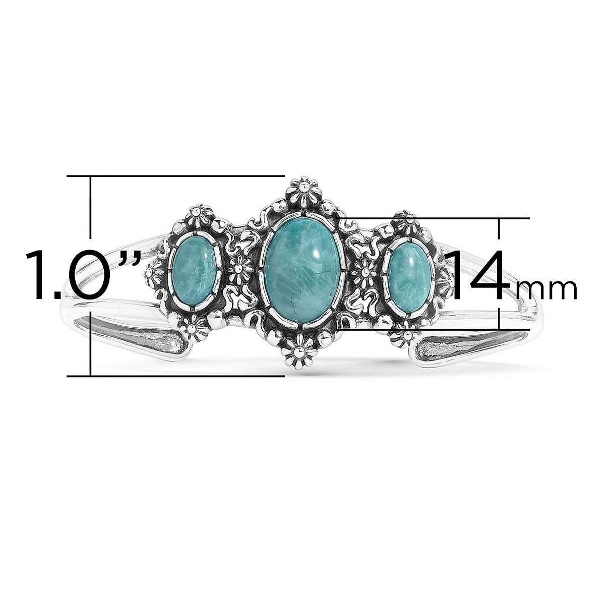 American West Sterling Silver Women's Cuff Bracelet Green Turquoise Gemstone Size Medium