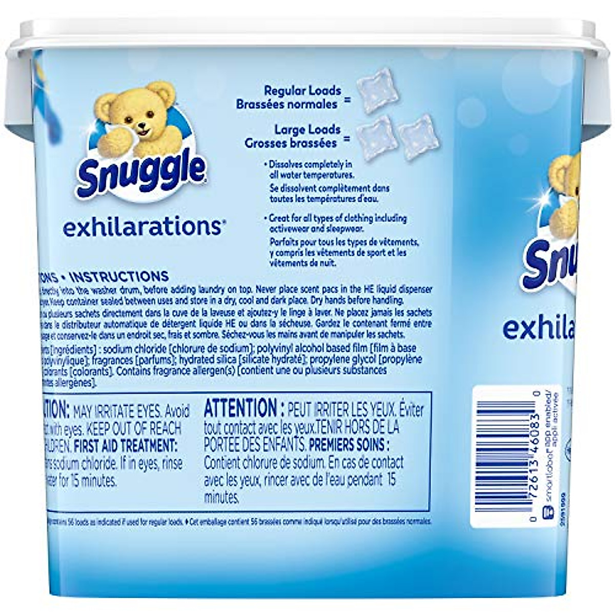 Snuggle Exhilarations In Wash Laundry Scent Booster Pacs, Blue Iris & Ocean Breeze, 56 Count