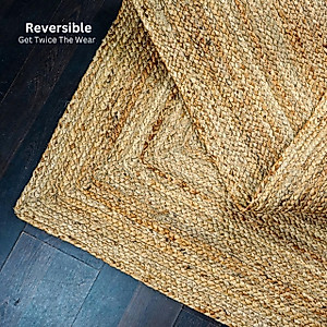 Homespice George Natrual 8x10' Braided Rug for Rustic Home Decor, Enhance Your Home's Aesthetic with Natural Jute Rug