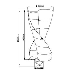 TqingVertical Spiral Wind Power Turbine Generator, 8000W 12V24V48V Vertical Axis Breeze Start Wind-Solar Complementary +Magnetic Levitation Axis Wind Turbine Generator Power for Outdoor Garden,12v