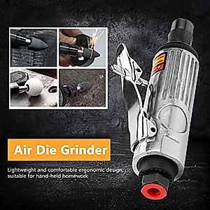 WALFRONT Die Grinder 1/4 Air Die Grinder Angle Die Grinder Straight Die Grinder Kit Grinding Engraving Machine 18000‑20000rpm 90psi 6.2Bar Pneumatic Die Grinder (AT-7033K Large)
