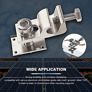 EVARSOL Solar Grounding Lugs Nickel-plated Lay-in Lugs Ground Wire Clamps for Copper Earth Wire 16-4AWG Fast Install on RV/Boat/Roof Solar Array