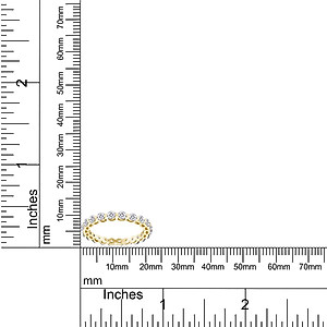 SAVEARTH DIAMONDS 1 1/5 cttw 2.5MM Round Cut Lab Created Moissanite Diamond Eternity Engagement Wedding Band Ring In 10k Solid Yellow Gold Jewelry For Women (1.20 Cttw) Size-7