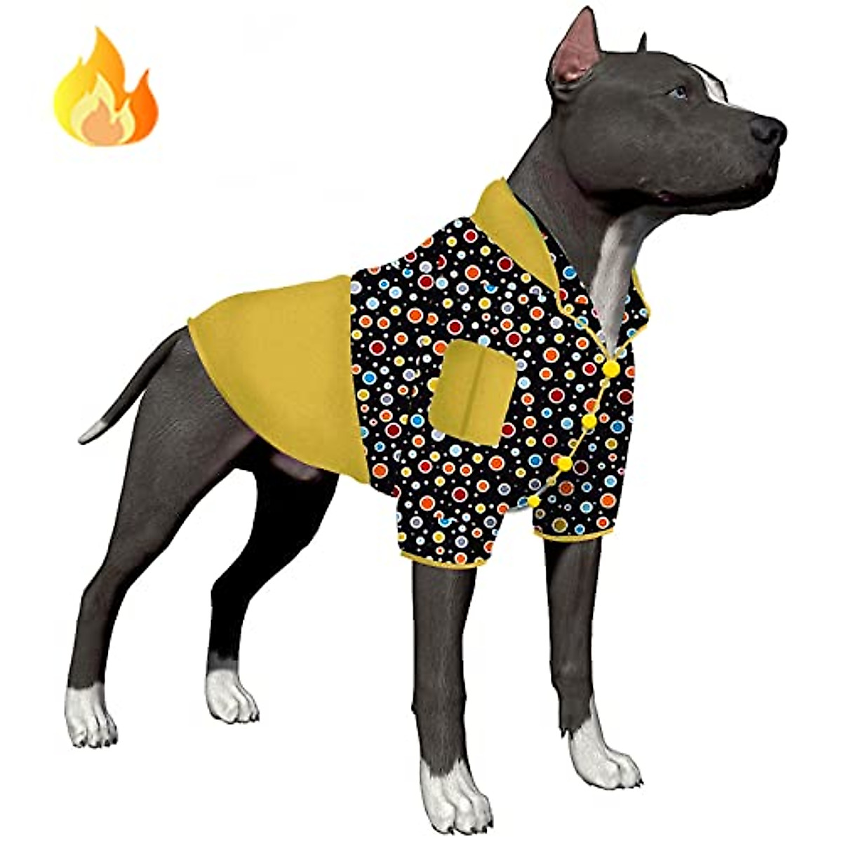 LovinPet Pet Sweater for Medium Dogs - Upgraded Fit Lightweight Flannel Dog Winter Apparel, Skin-Friendly Fabric Glow in The Dark Dot Dot Black Prints Dog Clothes for Small Dog Breeds,