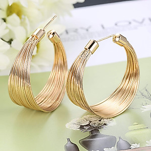 ORAZIO Bib Choker Statement Necklaces for Women Cuff Bracelet Open Hoop Stud Earrings Ring African Chunky Costume Jewelry Set