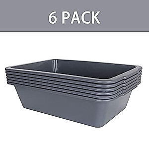 6 Pack 7 L Smal Plastic Bus Tub Restaurant Commercial Bus Tote Utility Box Plastic Dish Pans Wash Basin Tote Box, Grey (12"x 8.2"x 4.2")