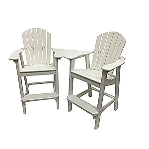 Phat Tommy Recycled Poly Resin Balcony Chair Settee | Durable and Eco-Friendly Adirondack Armchair and Removable Side Table | This Patio Furniture is Great for Your Lawn, Garden, Swimming Pool, Deck.