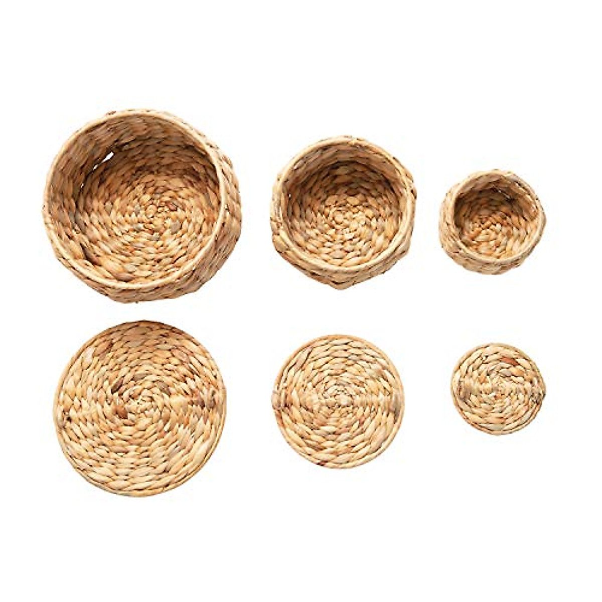 Bloomingville Water Hyacinth Lids, Natural, Set of 3 Basket, 3
