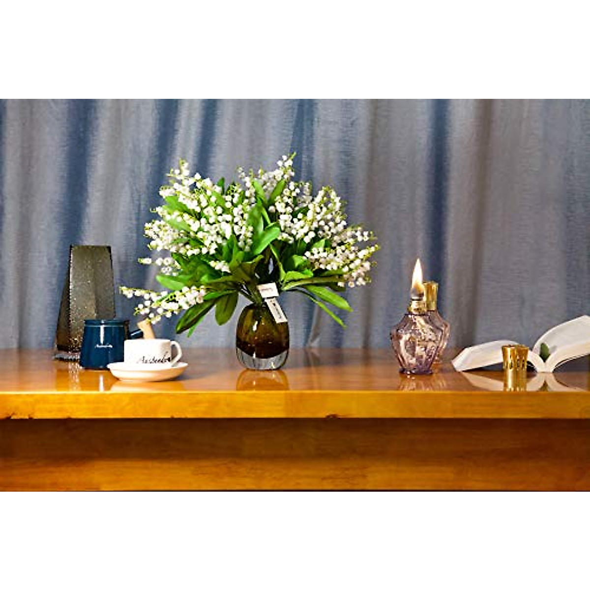 Artificial White Faux Flowers Floral Stems Plant Picks Berry Blossom Tall Fall Plant Outdoor Floral Arrangement Decoration Crafts Home Decor Holiday Wedding Parties 8Packs(Lily Of Valley White Flower)