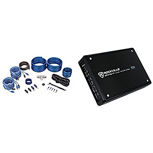 Rockville Krypton F1 1600w Peak / 400w RMS 4 Channel Car Audio Amplifier Bundle RWK42 4 Gauge Installation Wire Kit (2) RCA's