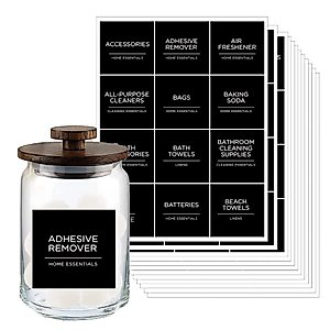 Mageeki 144 Laundry Room Labels for Organizing, Minimalist Laundry Stickers for Containers, Waterproof and Oilproof, Preprinted Organization Labels for Laundry Room, Bathroom (Black)